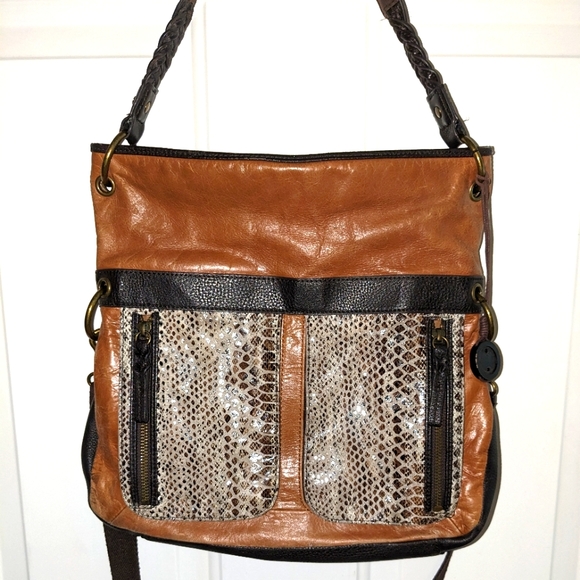The Sak | Bags | The Sak Leather Purse Snake Print Pockets Large Zipper ...